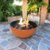 China Custom Hemisphere Corten Steel Barbecue Plancha Fire Pit Grill 100cm for sale