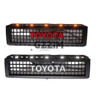 China Toyota LC76 ABS Mesh Front Grille With Light Bar Black Car Grille Front Middle Grille for sale