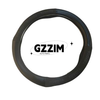 China Customizable 3D Embossed PU Leather Steering Wheel Cover O Type D Type Design for Toyota Luxury Custom Logo for sale