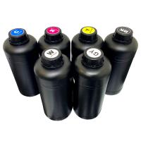 China Crystal Printing CMYKW Vanish Ink 1000ml For Sticker Flatbed UV Printer I3200 XP600 Heads for sale