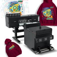 China 24Inch Dual I3200 Head Dtf Printing T-shirt Printing Machine Set with Powder Shaking Machine Plate Type Roll-to-Roll Printer for sale