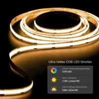 China 24V 480LEDs/m COB LED Strip Light 4000K 10W/m 5m Roll IP20 Flexible for sale