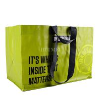 China Anti Pull Polypropylene Woven Bags 160 Gsm Green Biodegradable Shopping Bags for sale