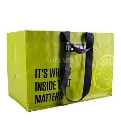 China Anti Pull Polypropylene Woven Bags 160 Gsm Green Biodegradable Shopping Bags for sale