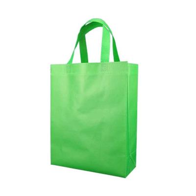 China Recycled Green 86GSM Non Woven Shopping Bags Custom Size Polypropylene Tote Bags for sale