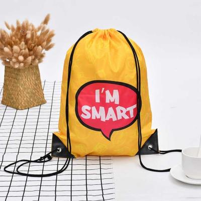 China Eco Promotional Non Woven Bag 105GSM Yellow Drawstring Grocery Tote for sale
