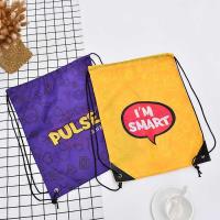 China Eco Promotional Non Woven Bag 105GSM Yellow Drawstring Grocery Tote for sale