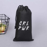 China 25*49cm Drawstring Non Woven Bag Polypropylene Black 85Gsm for sale