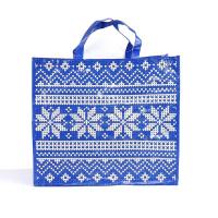 China Blue Laminated Polypropylene Woven Bag 145gsm 43x35x15.5cm with Handles for Supermarket for sale