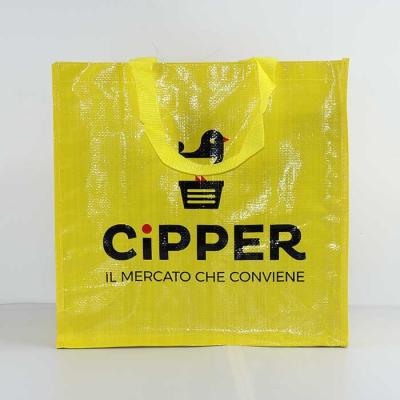 China Recycled Polypropylene Woven Shopping Bag 125gsm Laminated Eco-Friendly Tote for sale