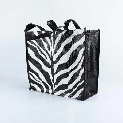 China Full Color Laminated PP Woven Shopping Bag 110gsm Recycled Polypropylene Shoes Bag for sale