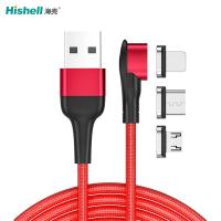 China 90 Degree USB Magnetic Charging Cable Practical 3A Fast Charging for sale