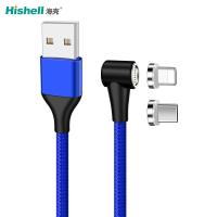 China Antiwear LED USB Magnetic Charging Cable Nylon Braided For Smartphone for sale