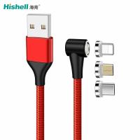China Antiwear LED USB Magnetic Charging Cable Nylon Braided For Smartphone for sale