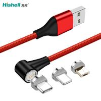 China Antiwear LED USB Magnetic Charging Cable Nylon Braided For Smartphone for sale