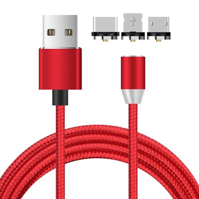 China 360 Rotating LED Magnetic USB Cord , Antiwear 3 In 1 Magnetic Data Cable for sale
