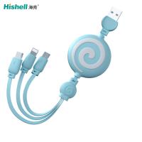 China Portable ABS Retractable Cell Phone Charger , Antiwear C Type Mobile Charging Cable for sale