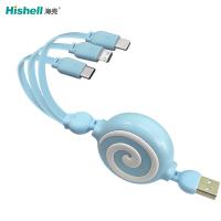 China Portable ABS Retractable Cell Phone Charger , Antiwear C Type Mobile Charging Cable for sale