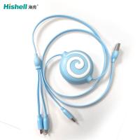 China Multicolor ABS Retractable Mobile Phone Charger , Antiwear Mobile USB Data Cable for sale