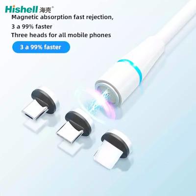 China Length 1.2M PVC Magnet Charging Cable , Multicolor 3 In One Magnetic Cable for sale
