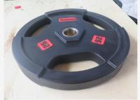 China Black PU Rubber Barbell Weight Plates / Weight Lifting Plates 2.5 - 25kgs for sale