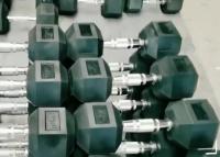 China Rubber Coated PU 30kgs Hexagon Gym Fitness Dumbbell for sale