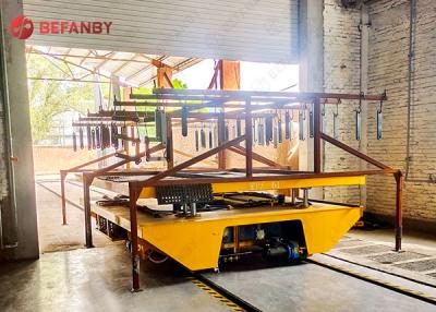 China Heavy Capacity Hydralic Lift Rail Material Transfer Trolley for sale