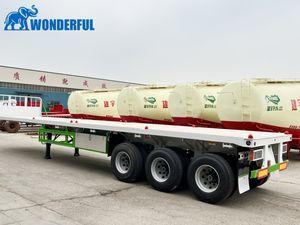 China Utility Pull Behind Max Weight Strap Down Decking Boards Container Deck Height Pipe Stakes Galvanized Platform Headboard Flatbed Trailer for sale