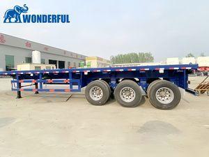 China 80 90 100 Ton 3 4 5 Axles Twist Locks Snowrunner Aluminum Tractor Industrial Engine Air Suspension Flat Deck Channel Steel Bulk Cargo Container Flatbed Trailer for sale