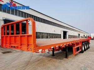 China 53FT 4 Axles 70tons Weight Limit Bumper Pull Aluminum Twelve Twist Locks Included Bulkhead Board Brand Uhaul Wide Gooseneck Container Platform Flat Bed Trailer for sale