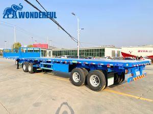 China Decking Tri-Axle 45FT 28 Ton Support Leg Capacity Diamond C Equipment Extension Dimension Height Curtain Side Hauler Premium Container Platform Flat Bed Trailer for sale