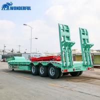 China 60ton 3 Axle Platform Board Flatbed Enclosed Low Bed Cargo Transport Dump Car Carrier Box Tractor Truck Camper Shipping Container Food Semi Semitrailer Trailer for sale