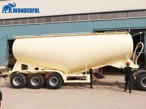China 3 Axles 45cbm Carbon Steel Security Valve Pneumatic Hauling Vehicle 2 Compartments Silo Diesel Concrete Excavator Bulk Cement Tank Trailer for sale