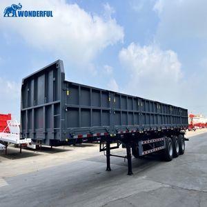 China 3 Axles 40-50t Side Tipper Trailer for Sand Coal Grain Stone Load Used in Zambia for sale