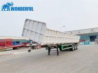 China Heavy Duty Offloading Quad Axle Hydraulic Mechanism Dump Road Weight Volume Superlink Transit Panel Roll Over Tarp Dumping Drop Trailer Wall Door Side Tipper for sale