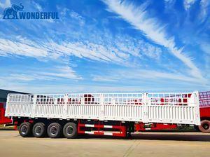 China Quad Axles 60ton Loading Capacity Weight Interior Dimension Cargo Requirements Standard Height Sidedoor Side Wall Gate Fence Stake Semi Trailer for sale