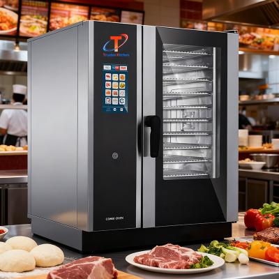 China 8 Tray Electric Combi Steamer Oven Stainless Steel Digital Touch Screen Baking Convection Oven for sale