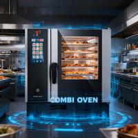 China Commercial Grade 6 Tray Electric Combi Steam Oven Digital Display Kitchen Convection Oven for sale