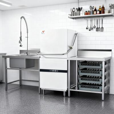 China Commercial Hood Type Dishwasher Dish Washing Machine Smart Dish Washer Dishwasher for Restaurant Hotel Free Standing for sale