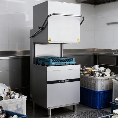 China Stainless Steel Dishwashing Machine Hood Type Commercial Dish Washer Machine 60 Racks/Hour for sale