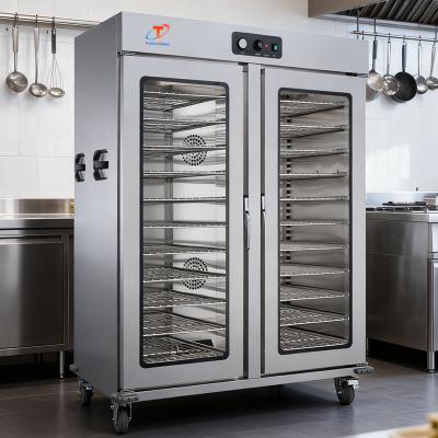 China Glass Double Door Mobile Food Warming Cabinet Catering Banquet Cart Warmer for sale