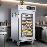China Glass Double Door Mobile Food Warming Cabinet Catering Banquet Cart Warmer for sale