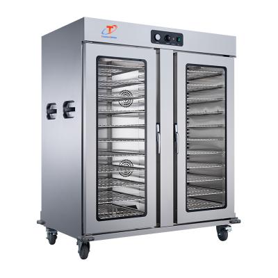 China Stainless Steel Food Warmer Cart Catering Warming Cabinets With Glass Double Door for sale