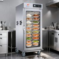 China Stainless Steel Food Warmer Cart Catering Warming Cabinets With Glass Double Door for sale