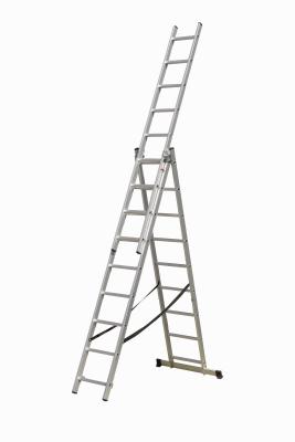 China 3 Sections Aluminum Extension Ladder 3x9 Aluminum Straight Ladder for sale