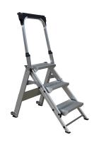 China 3 Steps Safety Aluminum Step Stool Ladder with Handle and Tool Tray for sale