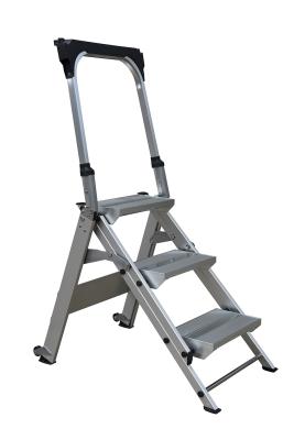 China 3 Steps Safety Aluminum Step Stool Ladder with Handle and Tool Tray for sale