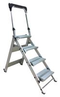 China 4 Steps Portable Aluminum Step Stool Ladder with Handle and Tool Tray for sale