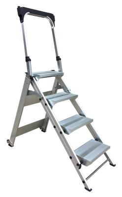 China 4 Steps Portable Aluminum Step Stool Ladder with Handle and Tool Tray for sale