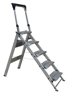 China 5 Steps Domestic Aluminum Step Ladders Stool with Handle and Tool Tray for sale
